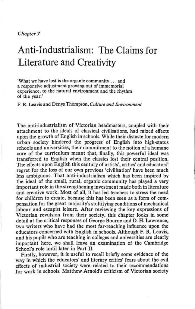 Anti-industrialism: The Claims for Literature and Creativity ...
